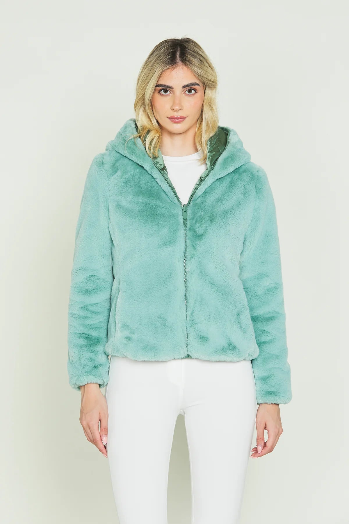 RELISH PIUMINO ECOPELLICCIA FEDRA DOUBLE FACE - VERDE ACQUA – Marcello ...